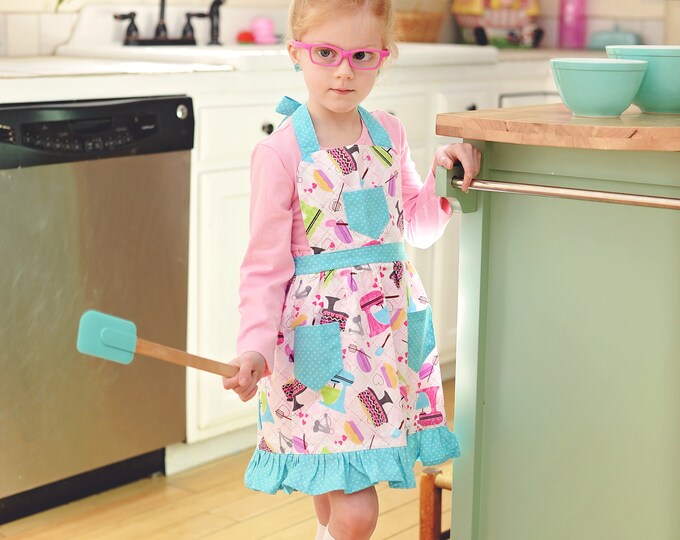Kitchen Utensil Apron, Children Apron, Toddler Apron, Girl Apron ...