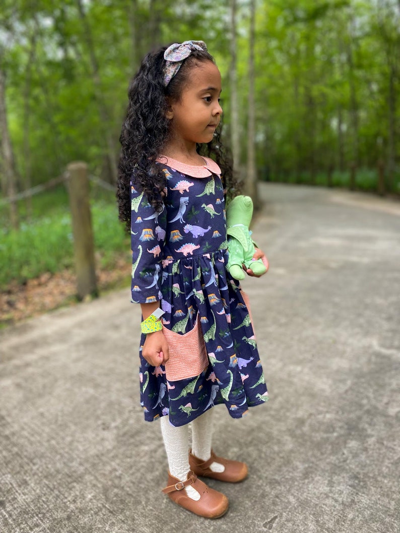 Dinosaur Dress Girly Dino Dress Toddler Dino Dress Girls - Etsy