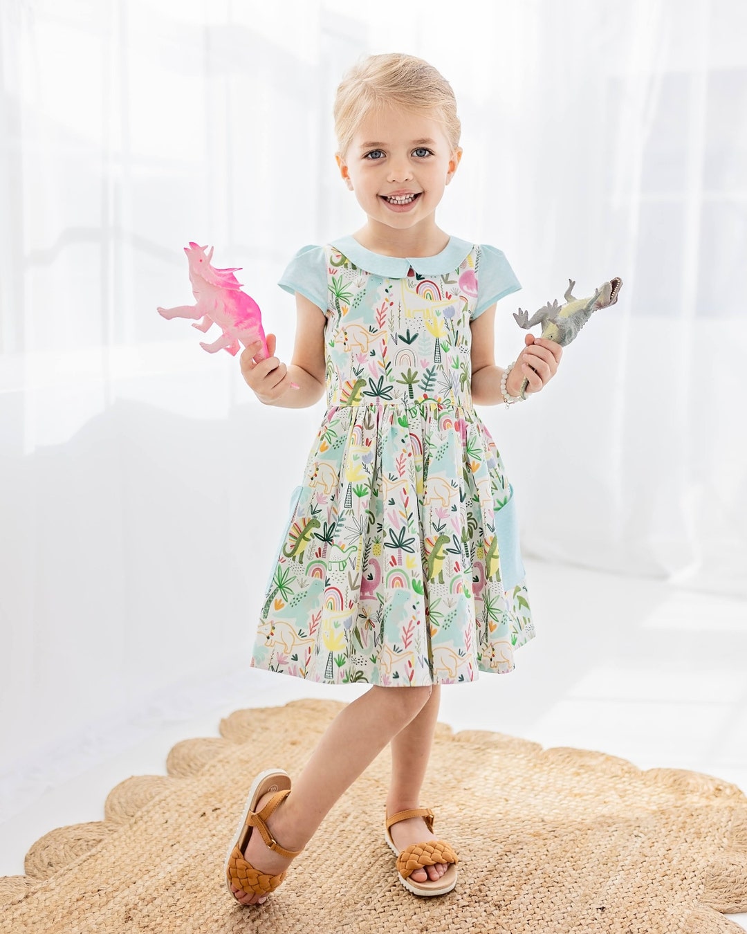 Dinosaur Dress Girly Dino Dress Toddler Dino Dress Girls - Etsy