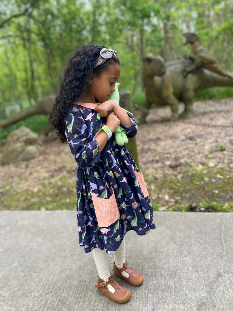 Dinosaur Dress Girly Dino Dress Toddler Dino Dress Girls - Etsy