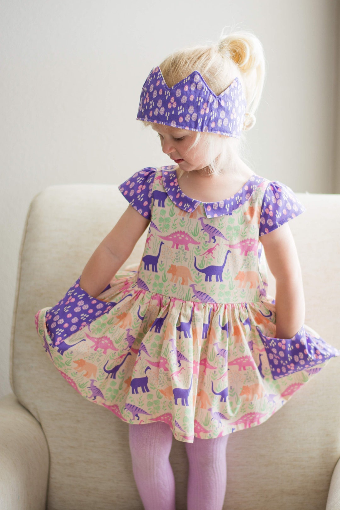 Dinosaur Dress, Girly Dino Dress, Toddler Dino Dress, Girls Dino Dress ...