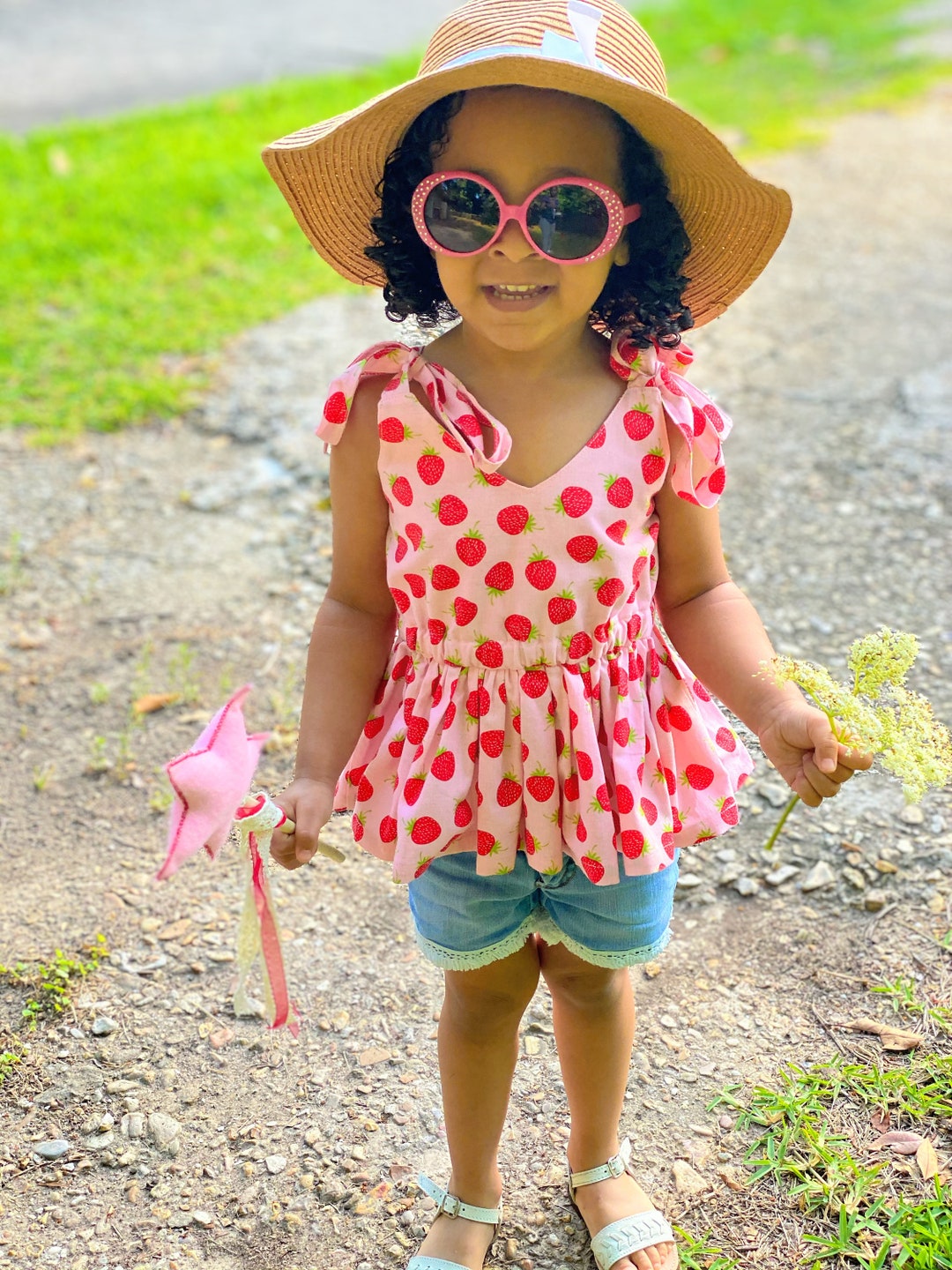 Strawberry Top, Strawberry Peplum, Toddler Peplum, Peplum Top, Summer ...