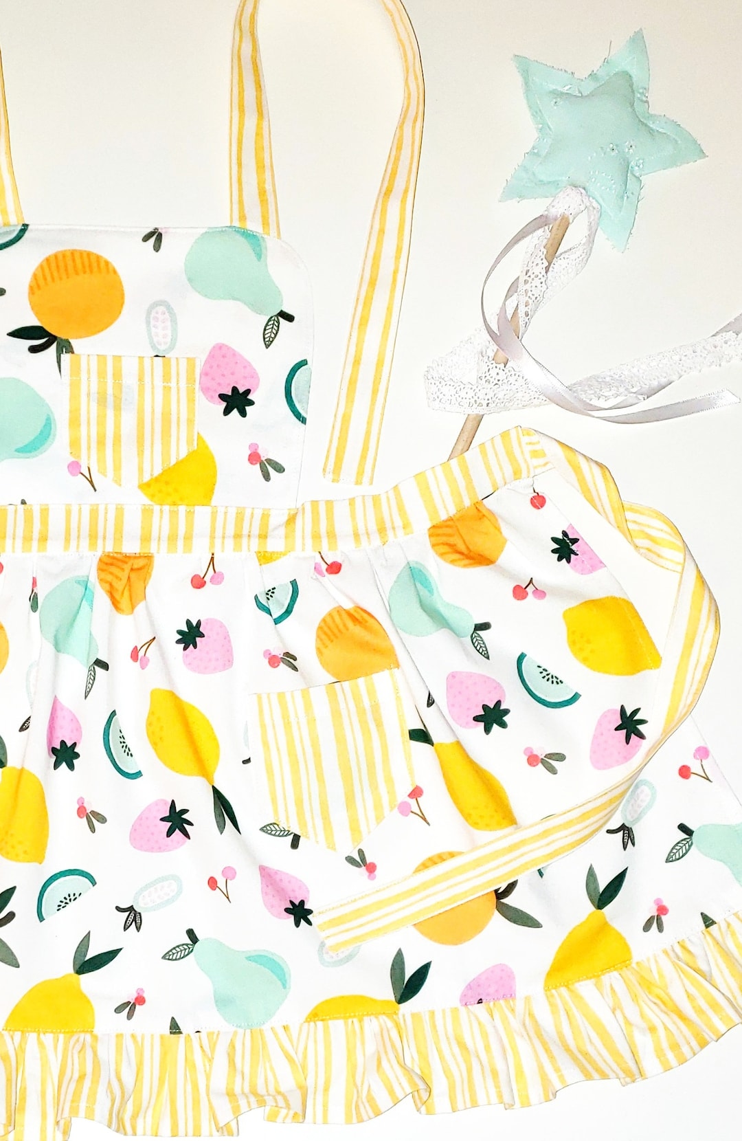 Girls Fruit Apron, Fruit Apron, Little Girl Apron, Baking Apron ...