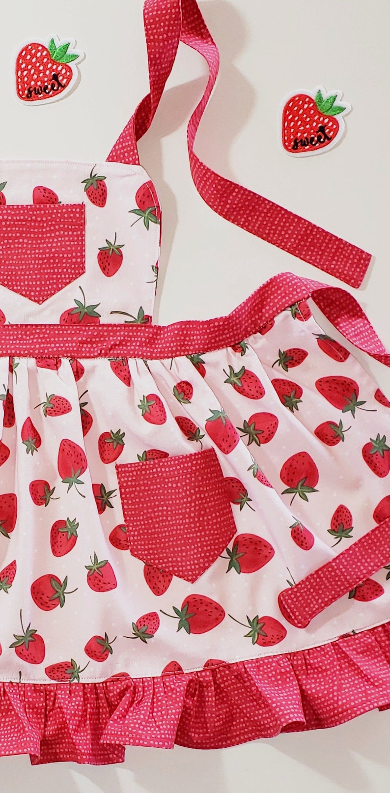 Strawberry Apron, Girls Apron, Little Girl Apron, Fruit Apron, Girls ...