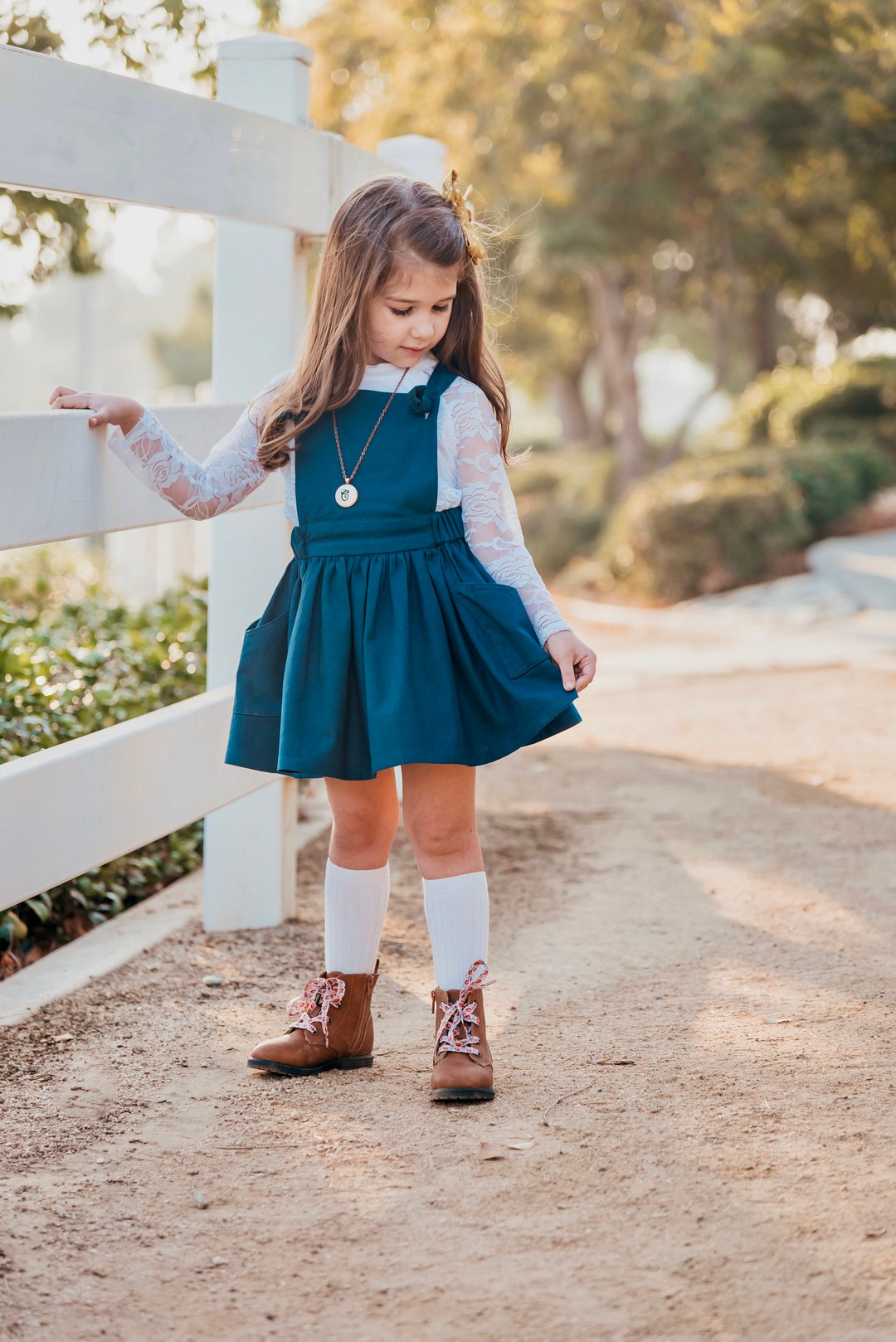 Toddler Blue Pinafore, Girls Blue Pinafore, Linen/cotton Pinafore, Fall ...