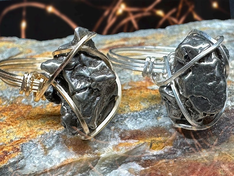 Raw Campo Del Cielo Meteorite Ring: Adjustable Sterling Silver ...