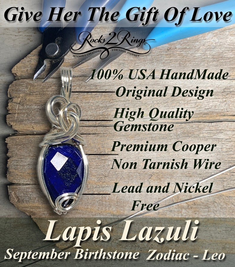 Handmade Lapis Lazuli Pendant Necklace: September Birthstone, Virgo ...