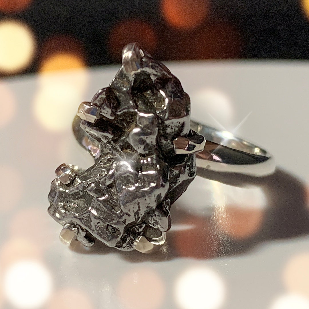 Meteorite Ring Statement Ring and Raw Meteorite Engagement Ring Campo ...
