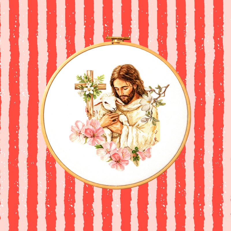 Jesus Lamb Cross Wall Art - Etsy