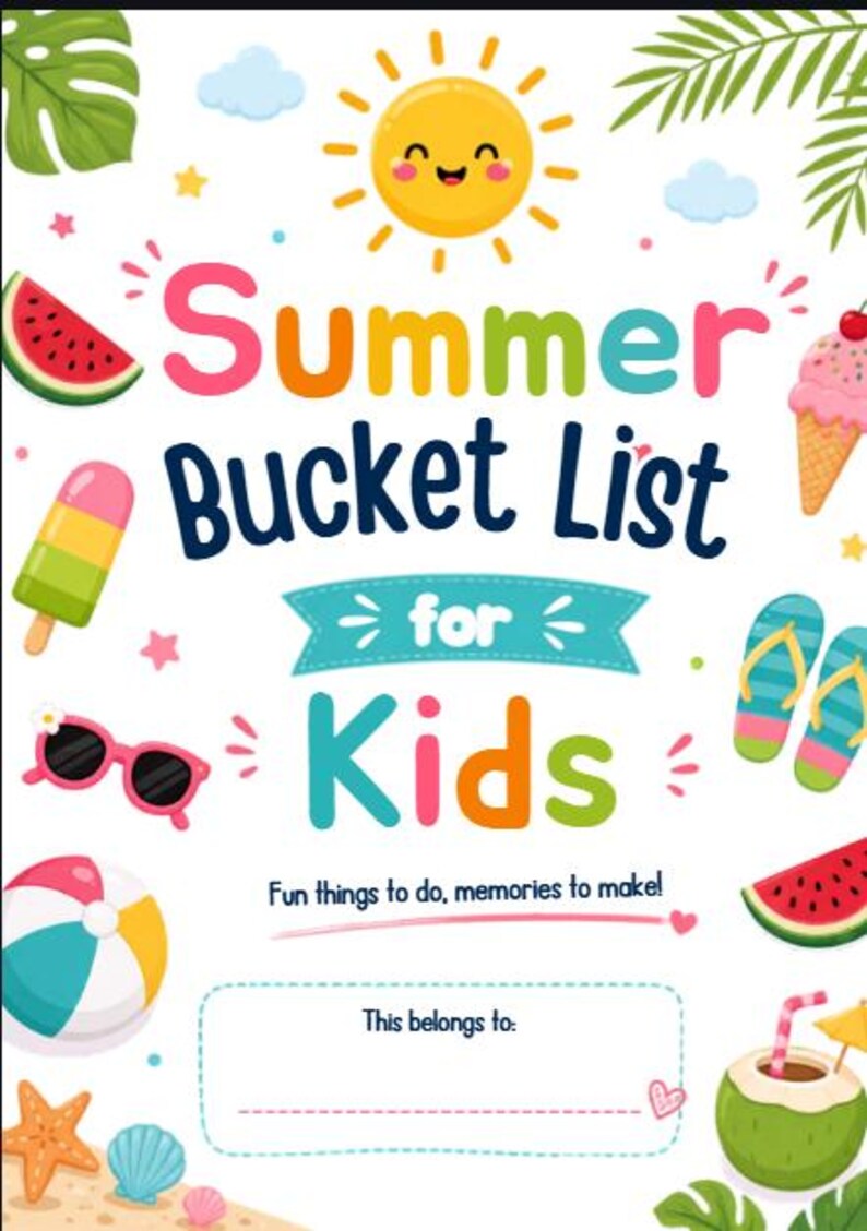 Summer Bucket List for Kids Printable – Fun Activity Checklist for ...