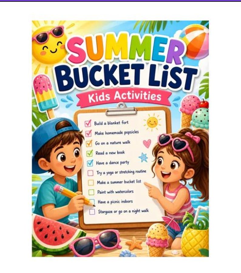 Summer Bucket List for Kids Printable – Fun Activity Checklist for ...