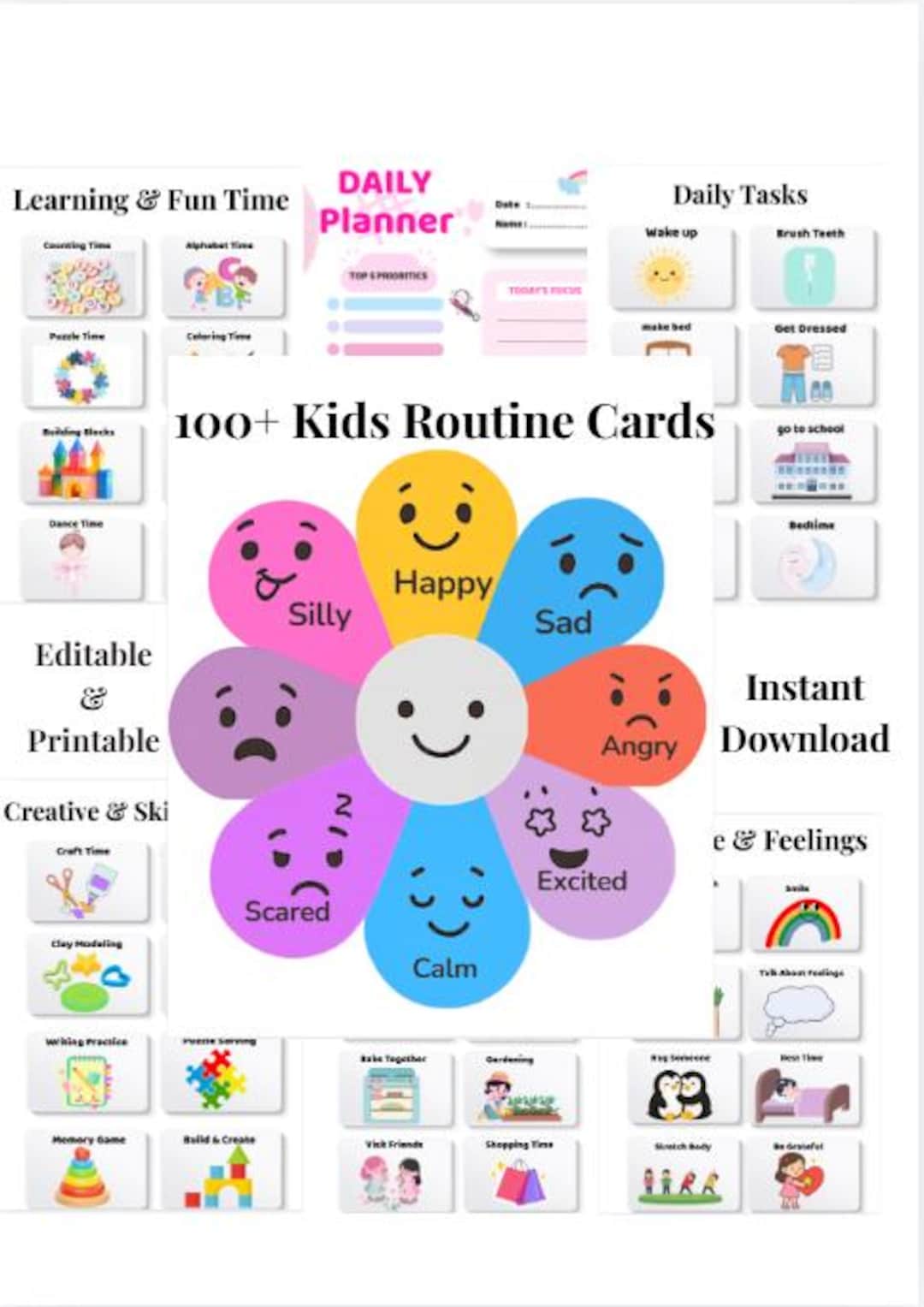 Kids Daily Routine Cards | Visual Schedule, Chore Charts (digital ...
