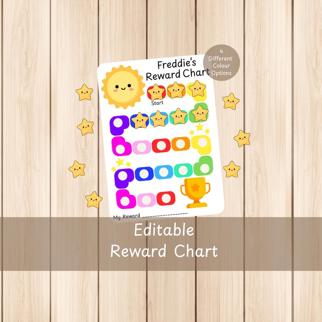Editable Kids Star Reward Chart Printable, Velcro Reward Chart for Kids ...