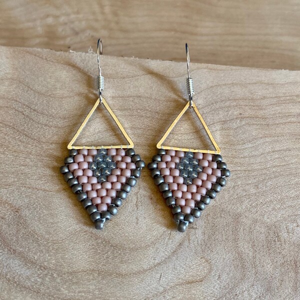 Beaded Triangle Earrings - Etsy
