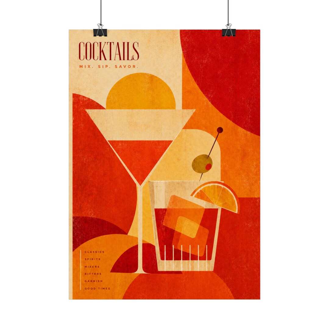 Retro Cocktail Poster, Posters - Etsy