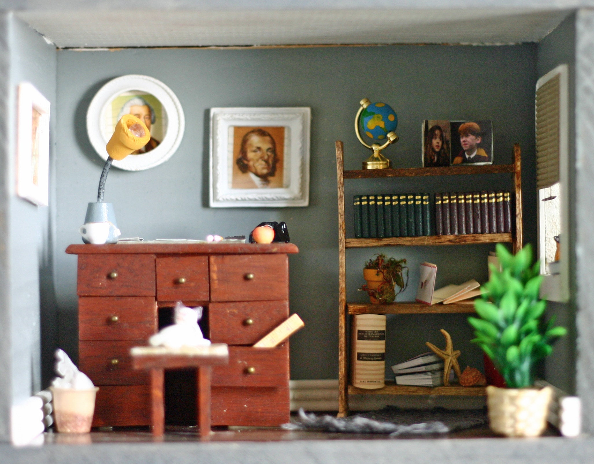 Handmade Office Diorama: Miniature Room Shadow Box, Miniatures ...
