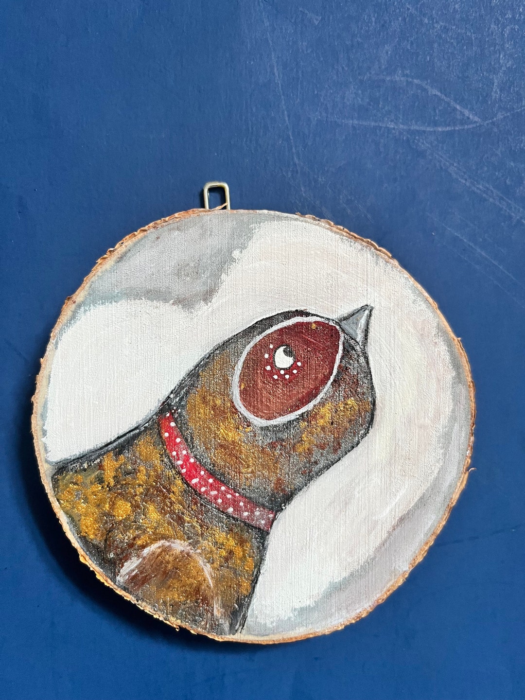 Bird, Bird Art, Bird Artwork, Art on Wood Slice, Bird Wall Art, Round ...