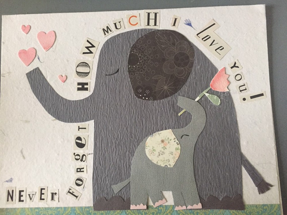 Elephant art collage cut paper art elephant collage - Etsy Italia