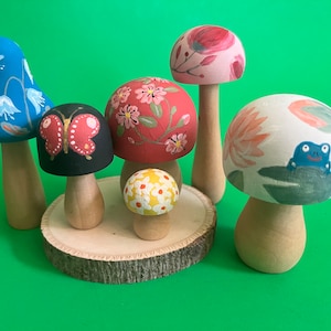 Mushroom, Mushroom Decor, Wood Mushroom, Painted Wood Mushroom ...