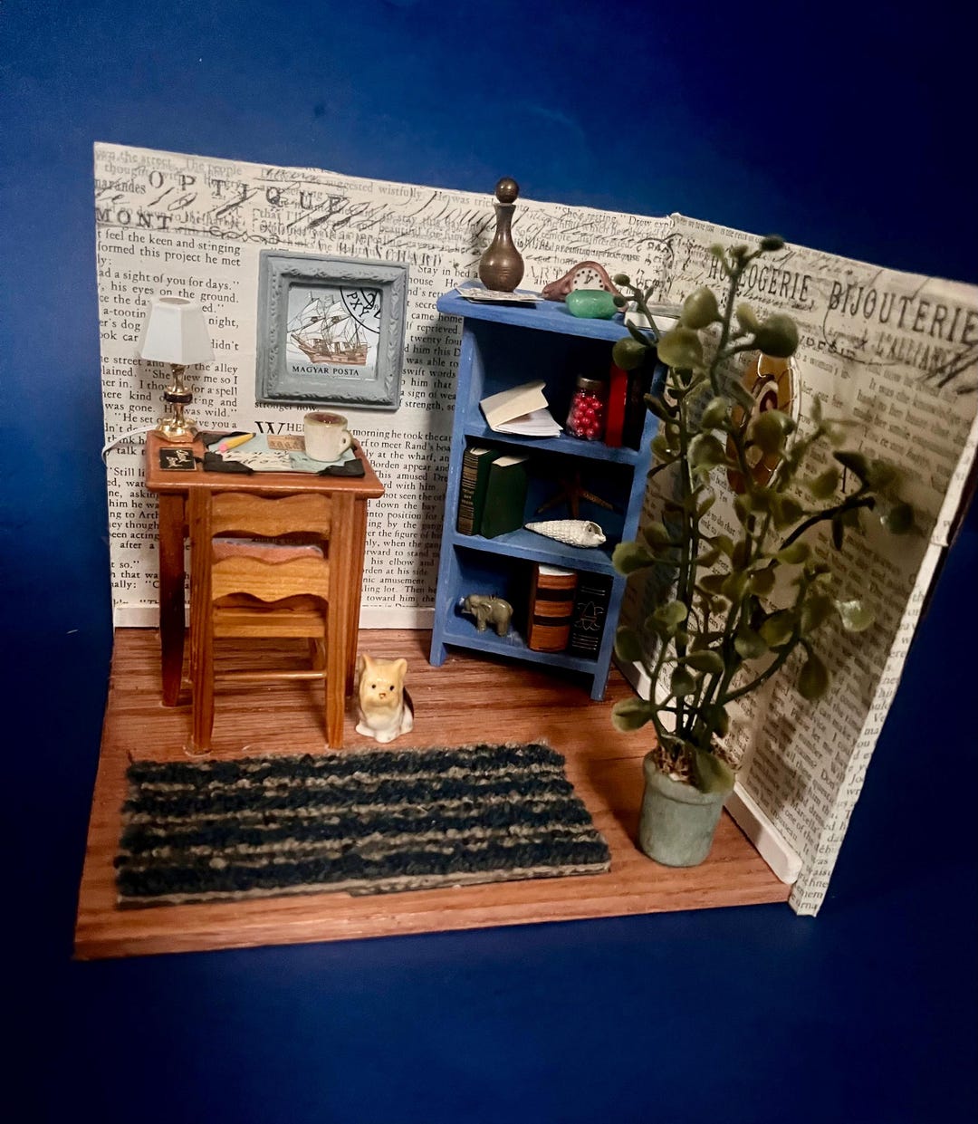 Handmade Office Diorama: Miniature Room Shadow Box, Miniature Office ...