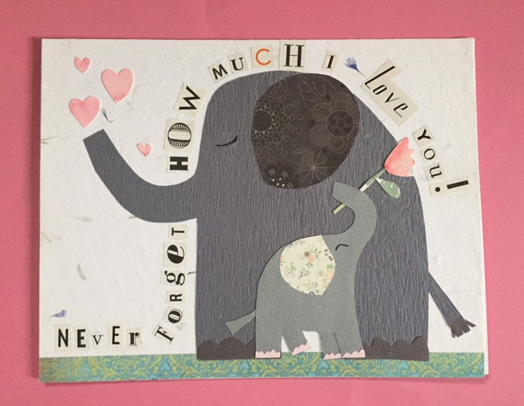 Elephant Art, Collage, Cut Paper Art, Elephant Collage, Elephant Wall ...