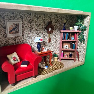 Room Box, Diorama, Shadow Box, Living Room Scene, Miniature Decoration ...