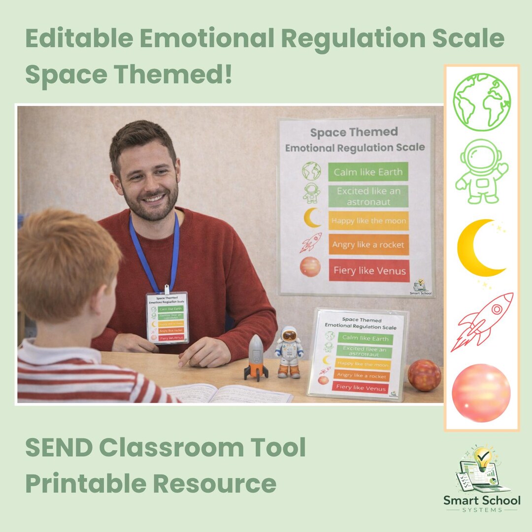 Editable Space Themed Emotional Regulation Scale | Behaviour Support ...