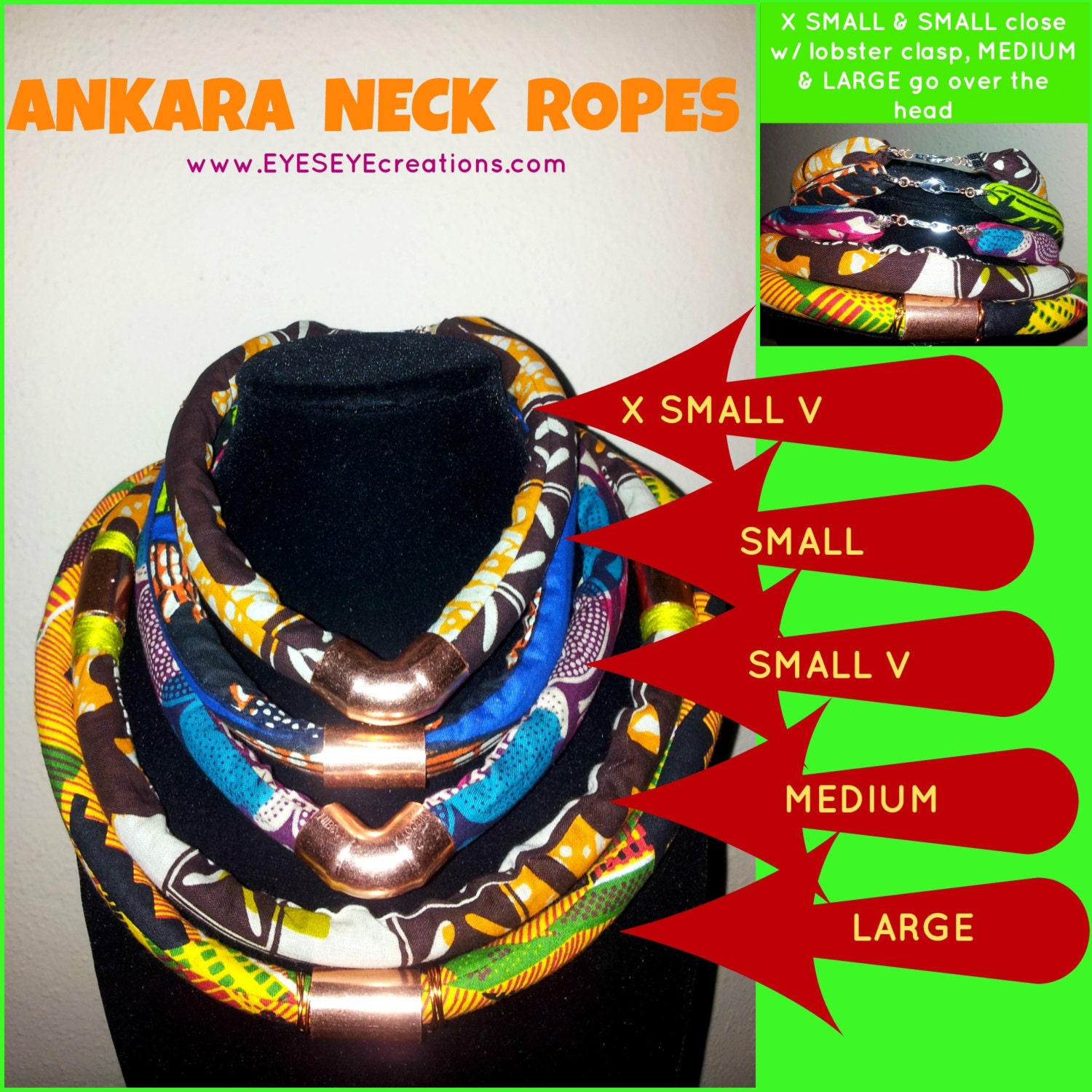 Small ANKARA NECK ROPES 1 Necklace video Link Below - Etsy