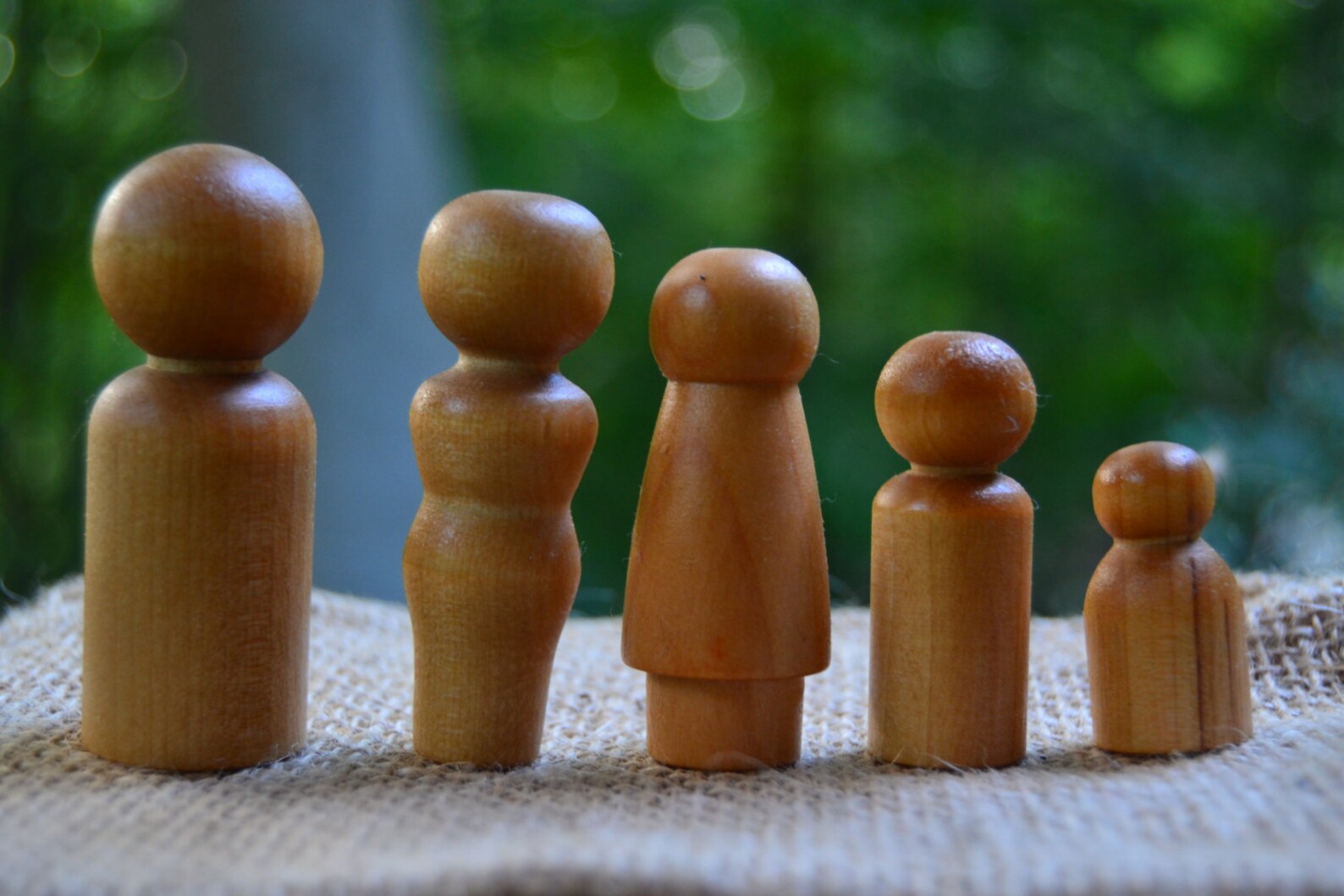 Natural Wooden Peg Family Finished With Beeswax Polish - Etsy