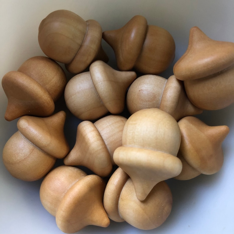 12 Natural Wooden Acorns one Dozen Polished Waldorf - Etsy