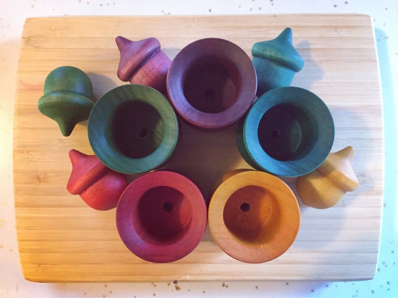 Rainbow Acorn Cups Waldorf Inspired Learning Set for | Etsy