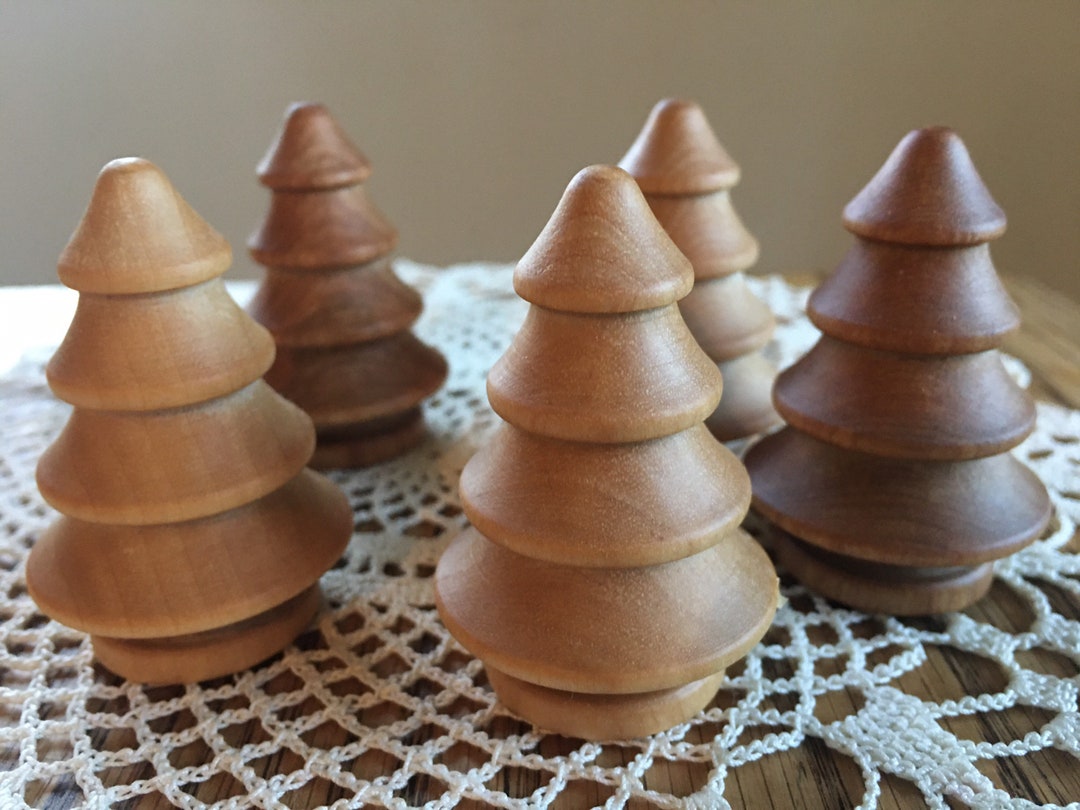 Wooden Trees Set of 5 Small Natural Wood Trees Sealed With Beeswax ...