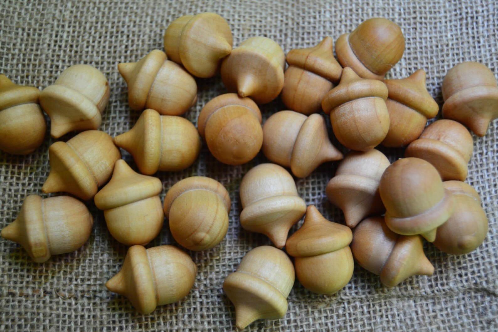 24 Natural Wooden Acorns two Dozen Polished Waldorf | Etsy