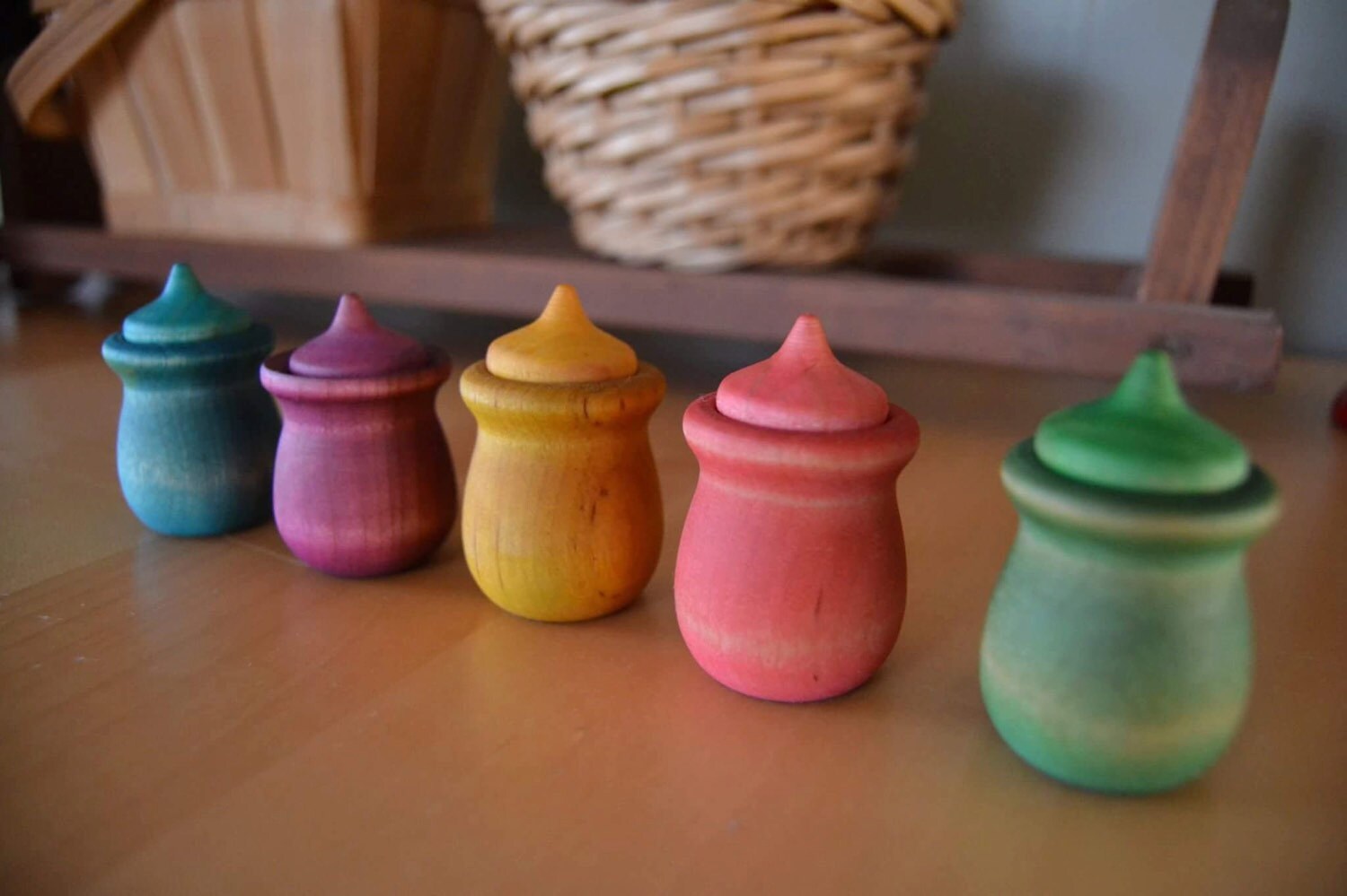 Rainbow Acorn Cups Waldorf Inspired Learning Set for | Etsy