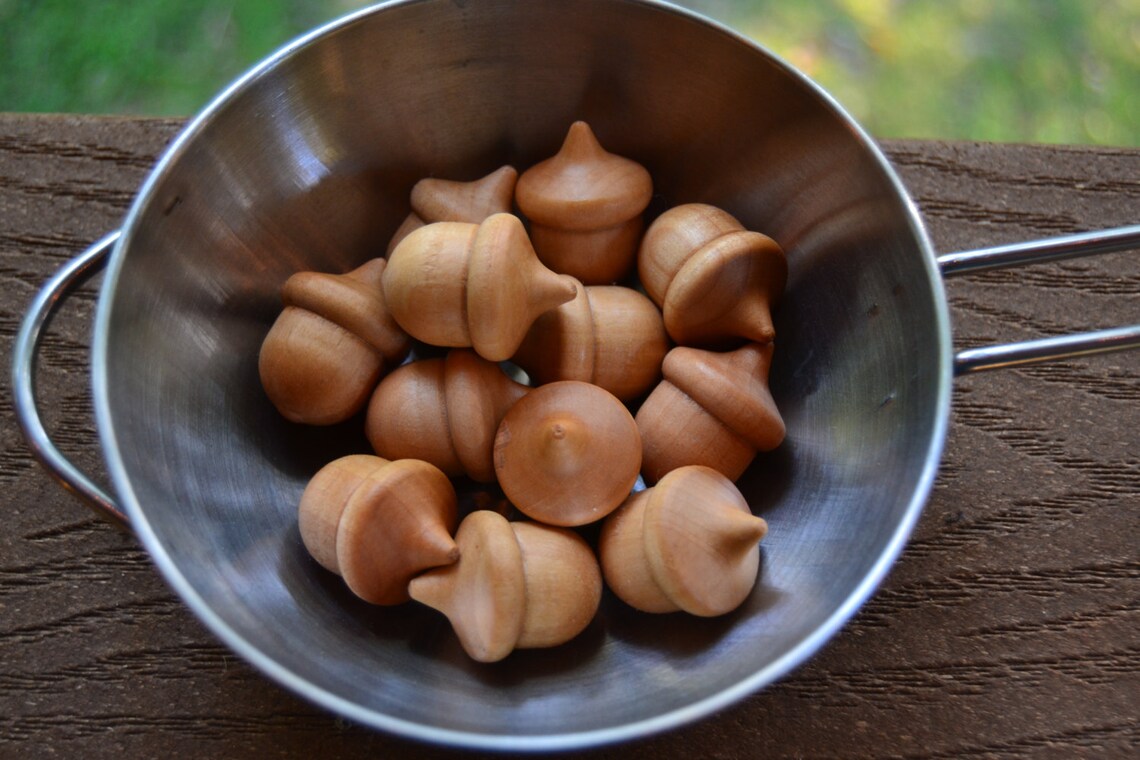 12 Natural Wooden Acorns one Dozen Polished Waldorf - Etsy