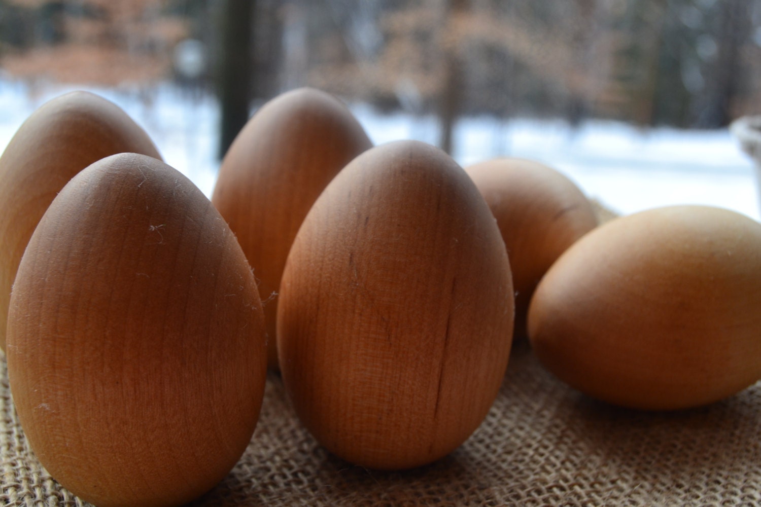 Natural Large Wooden Eggs one Half Dozen Finished With | Etsy