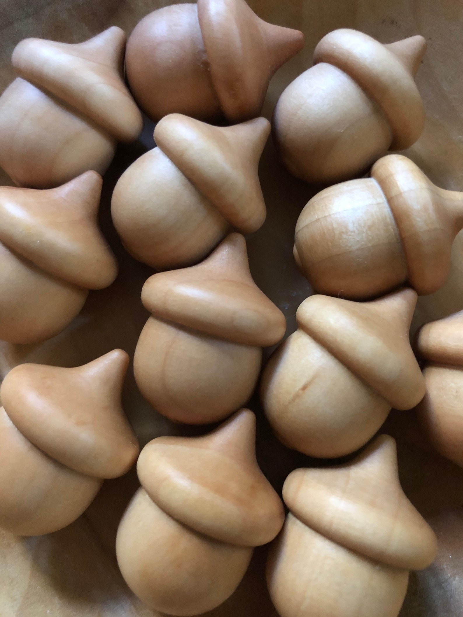 12 Natural Wooden Acorns one Dozen Polished Waldorf - Etsy