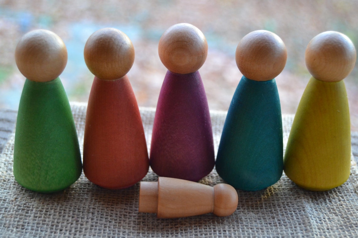 Giant Peg People Set of 5 Sisters Sealed With Beeswax | Etsy