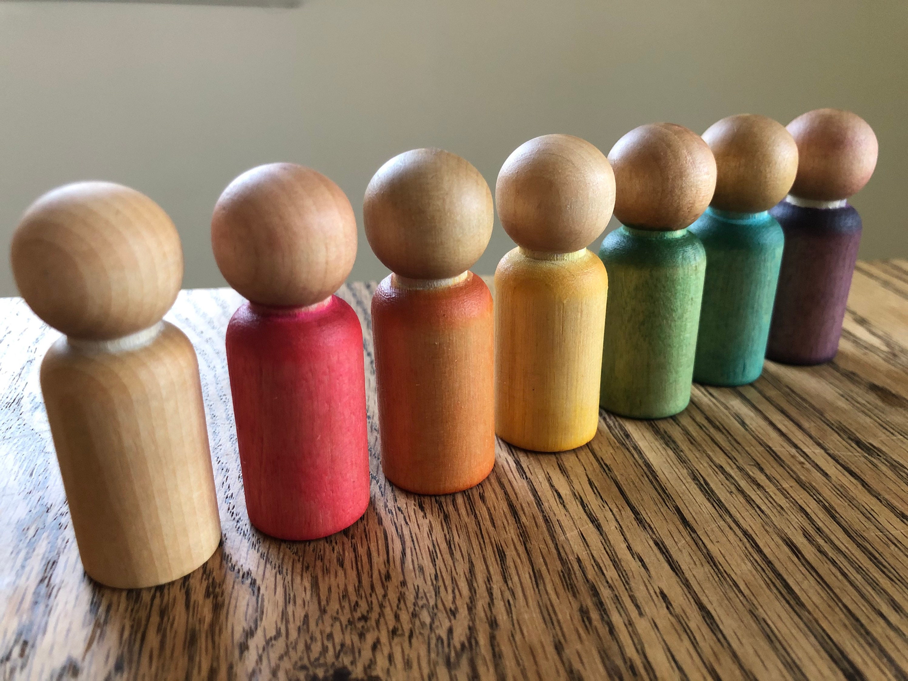 Peg Family of Seven Wooden Peg People Waldorf Inspired | Etsy