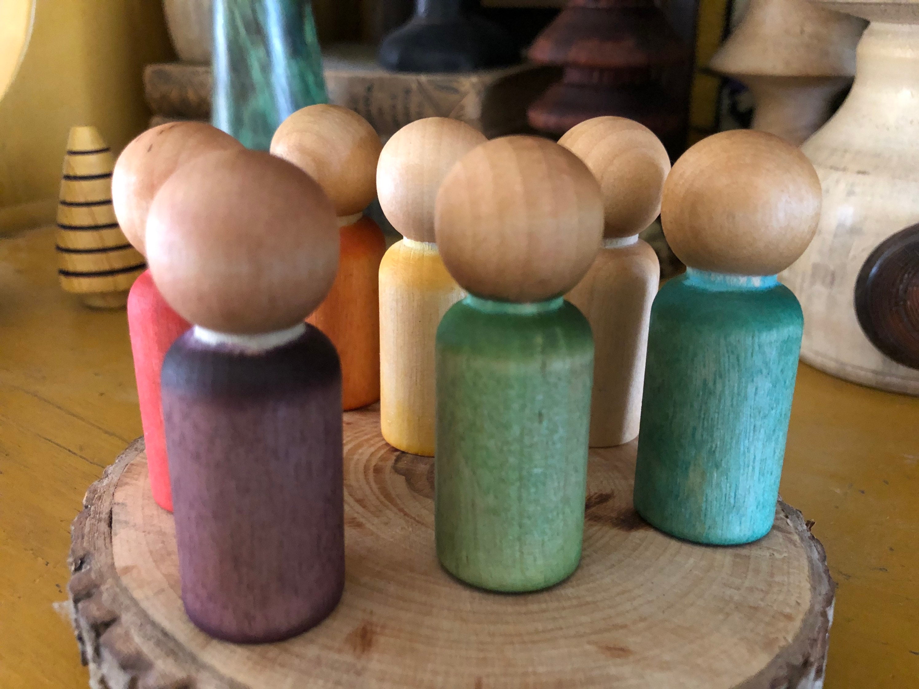 Peg Family of Seven Wooden Peg People Waldorf Inspired | Etsy