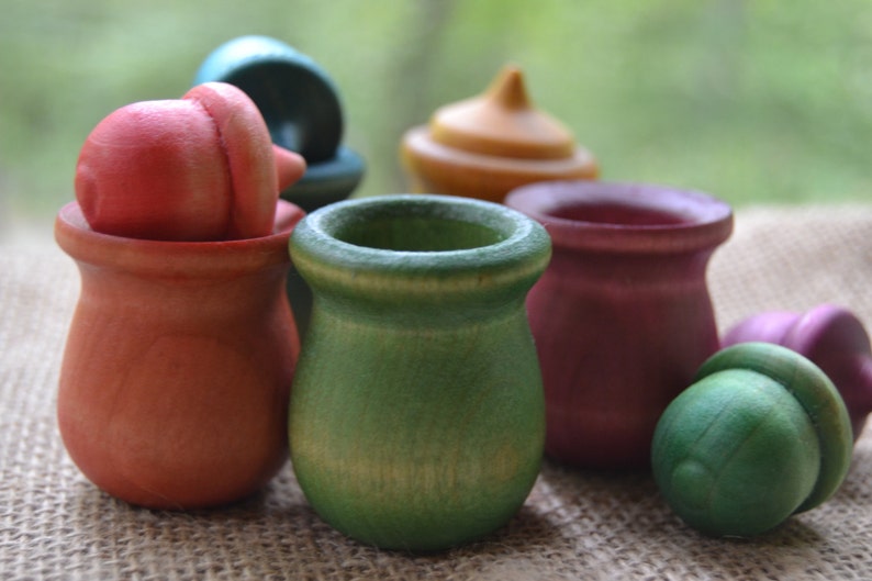 Rainbow Acorn Cups Waldorf Inspired Learning Set for | Etsy