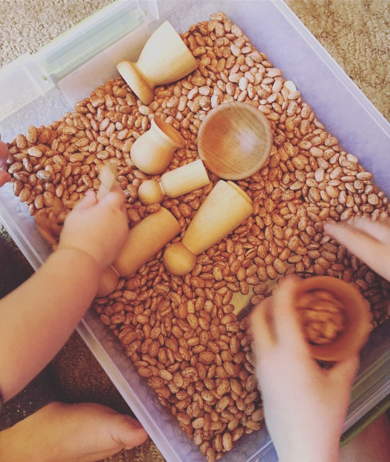 16 Piece Wooden Sensory Set Scoops Buckets Cups Pots - Etsy