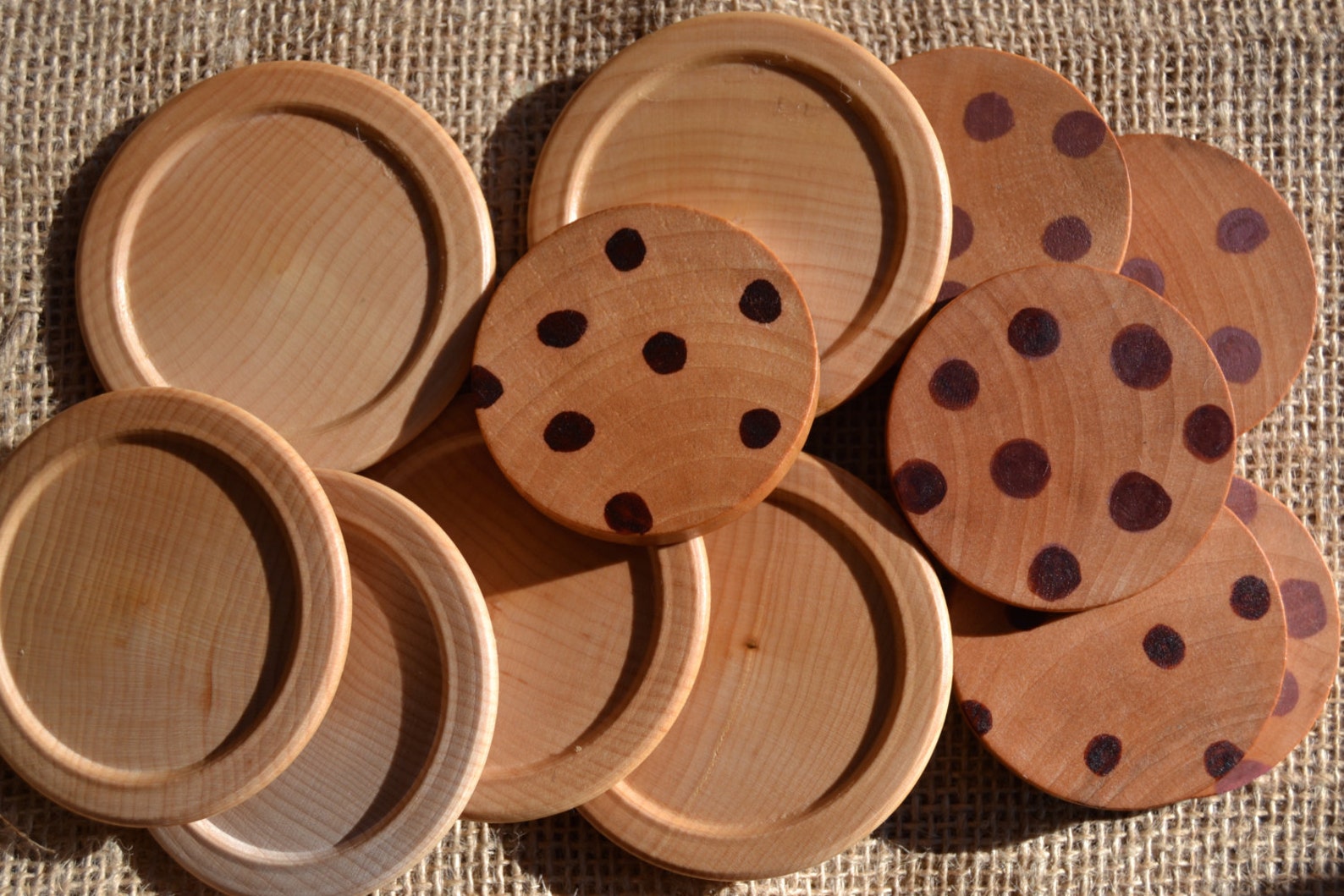 Wooden Cookies with Plates Sealed with Beeswax Polish For | Etsy