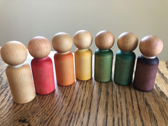 Peg Family of Seven Wooden Peg People Waldorf Inspired | Etsy