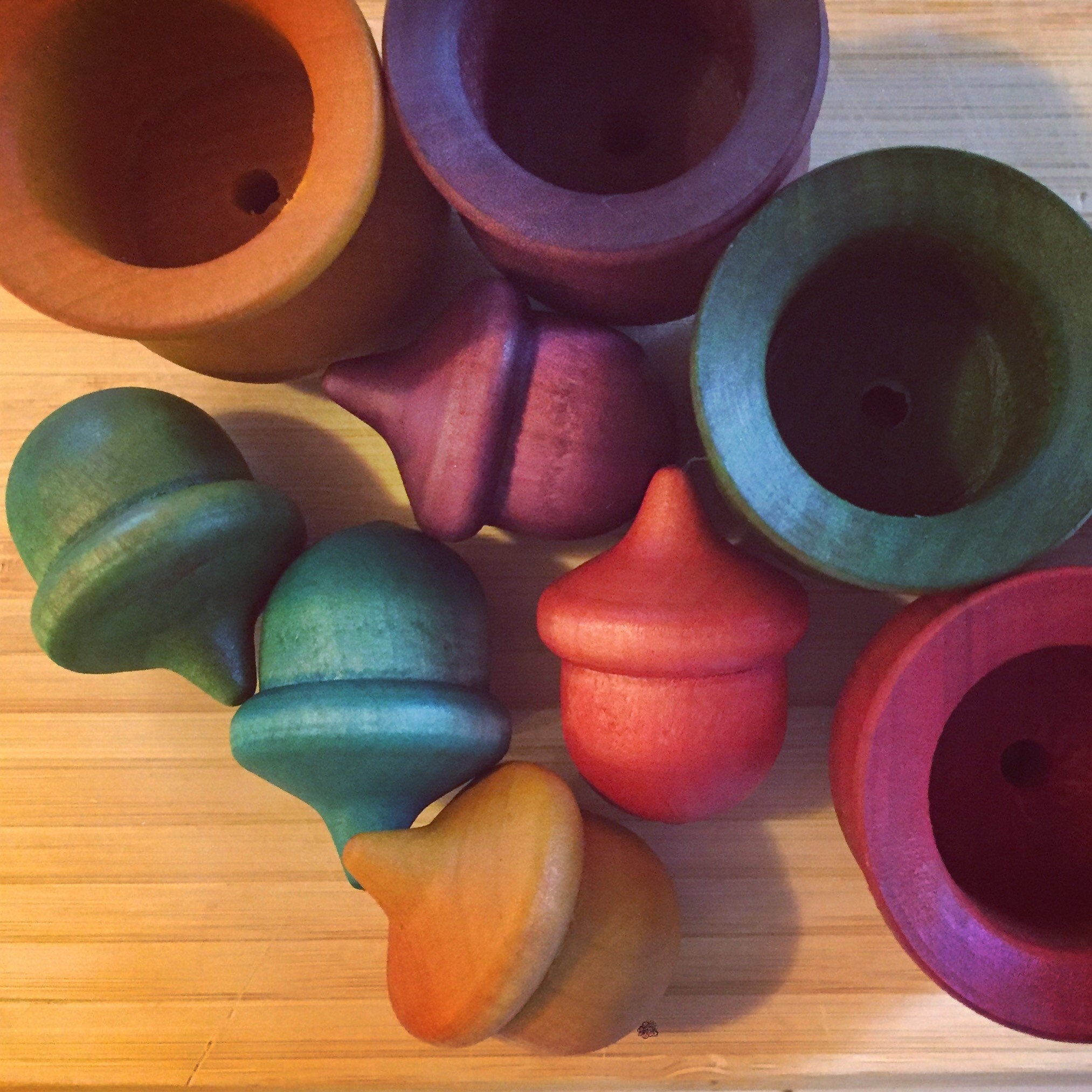 Rainbow Acorn Cups Waldorf Inspired Learning Set for | Etsy
