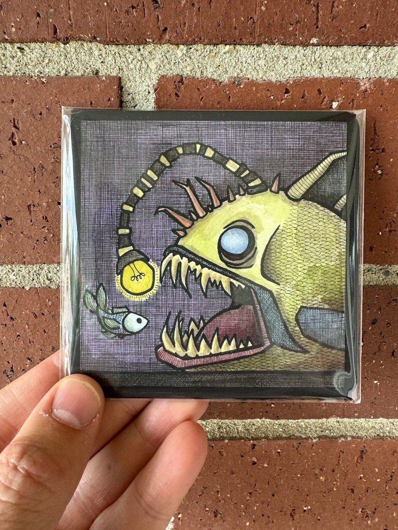 Angler Fish 4x4 Mini Print - Etsy