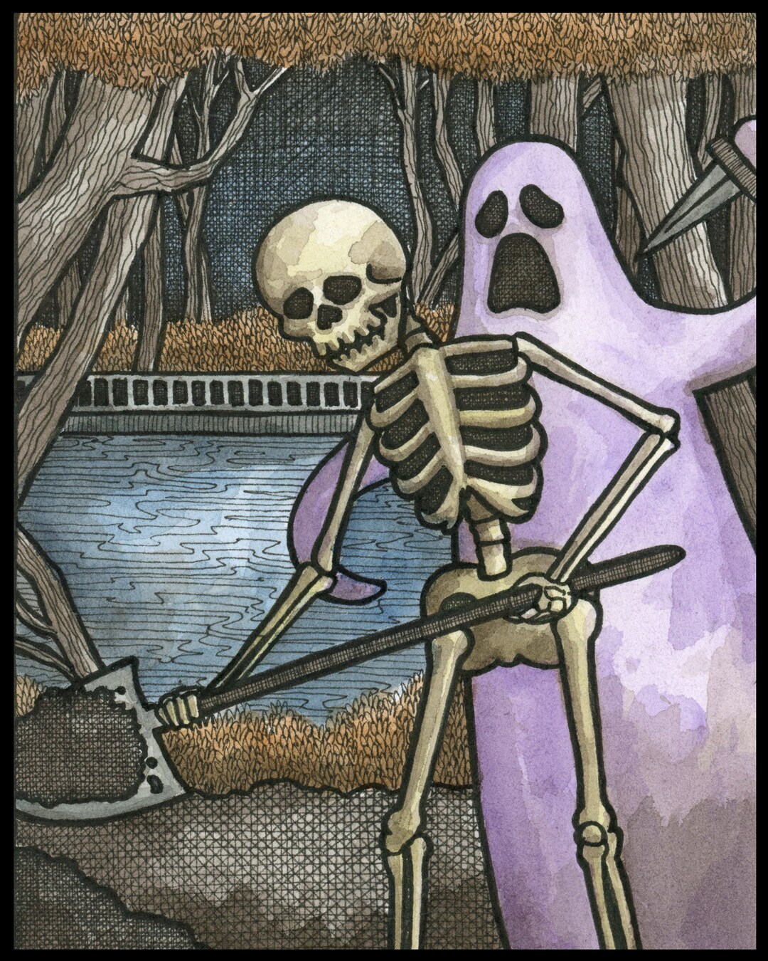 Skeleton Shovel Signed 8x10 Print - Etsy
