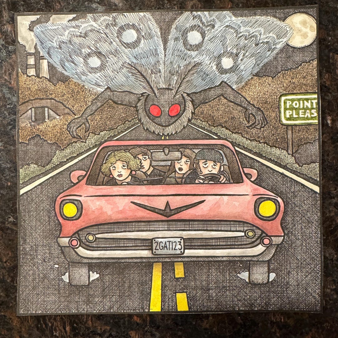 Mothman 3 - Unframed Original 8x8 Painting - Etsy