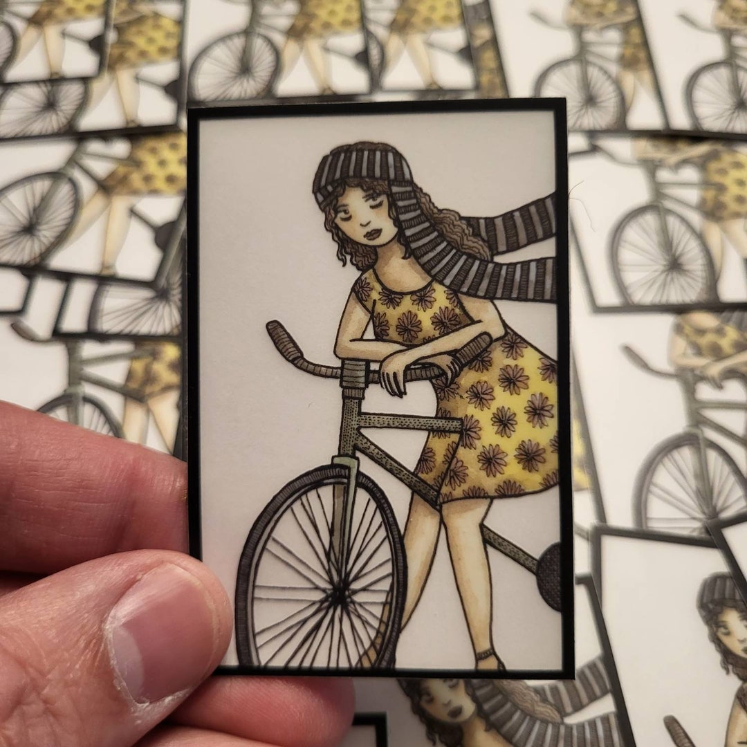 Bike Girl 3 Inch Transparent Background Vinyl Sticker - Etsy