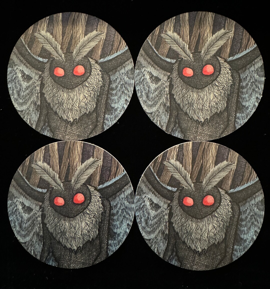 Set of 4 Mothman Coasters - Etsy